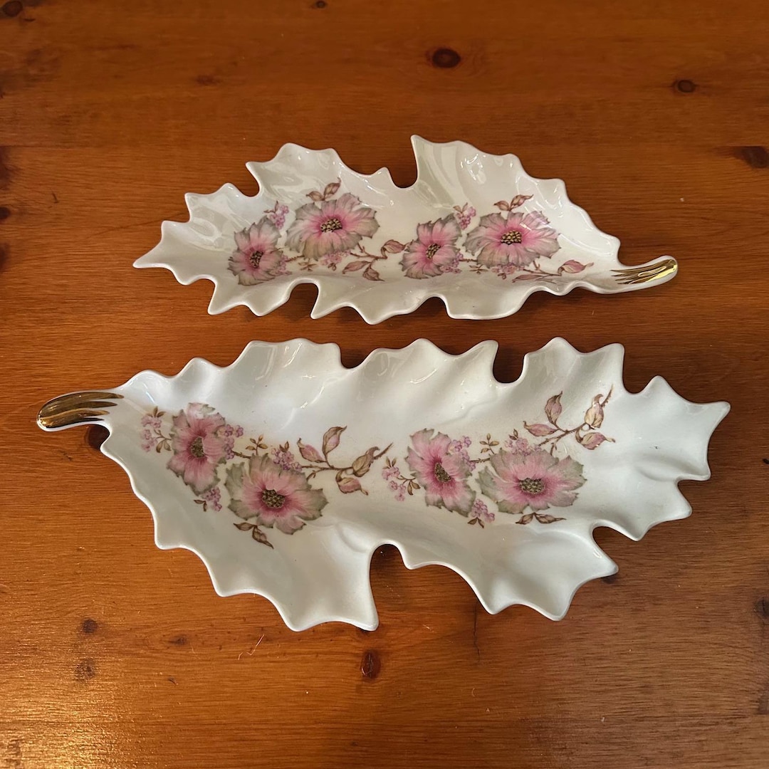 Set of Bavarian Leaf Pink Floral Dishes - Made in Germany - Etsy