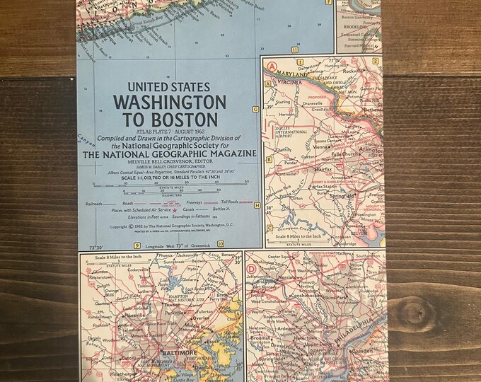 The National Geographic Magazine Maps: New England 1955 and Washington ...