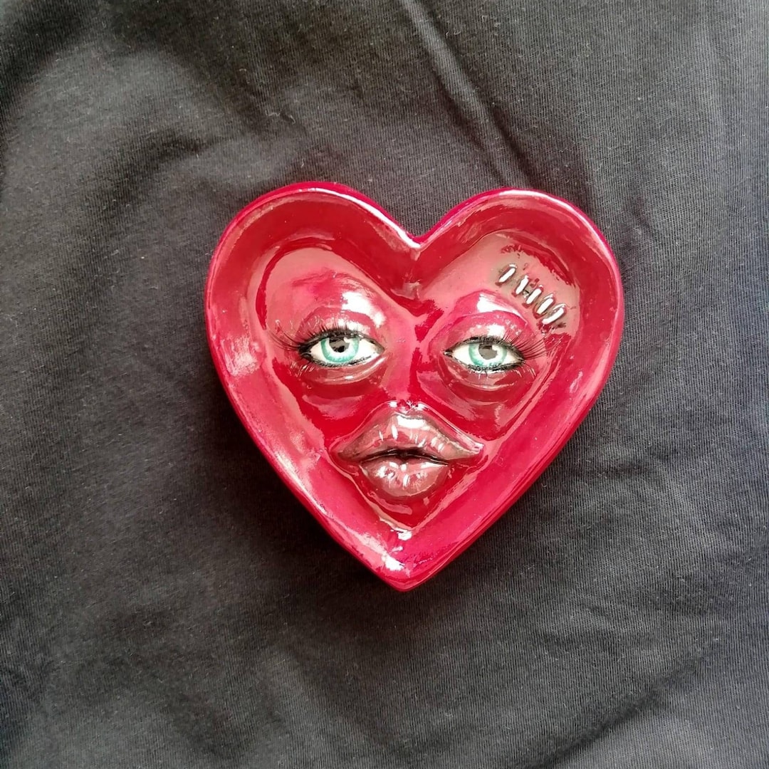 Broken Heart Face Clay Ashtray Incense Holder Incense Burner for Stick ...