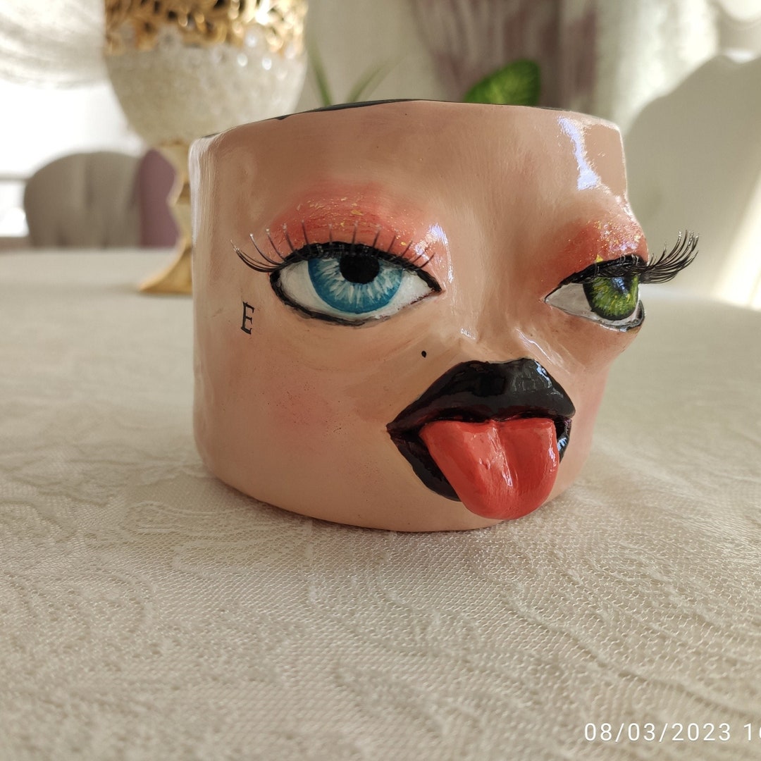 Face Planter Pot | Head Planter | Realistic Face | Clay Pot | Hand ...