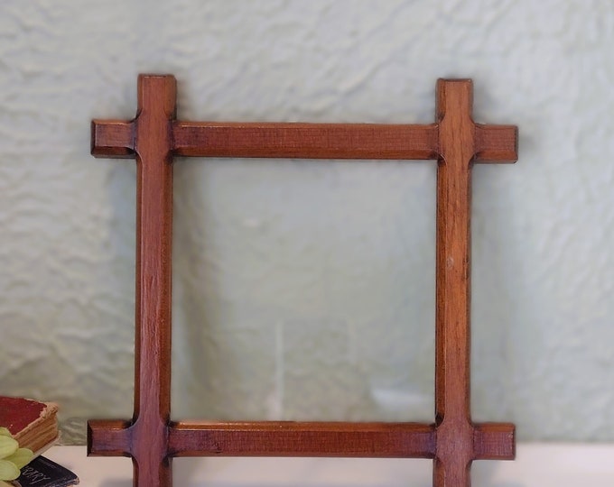Vintage Wooden Adirondack Frame 8 Square Wood Frame Frame W/ Glass ...