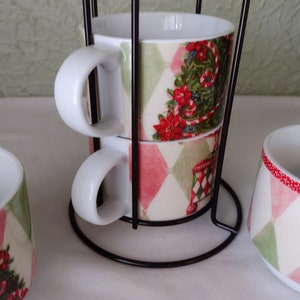 Pier 1 Imports Stackable Christmas Tree Mugs W/ Stand Coffee, Tea Cups ...