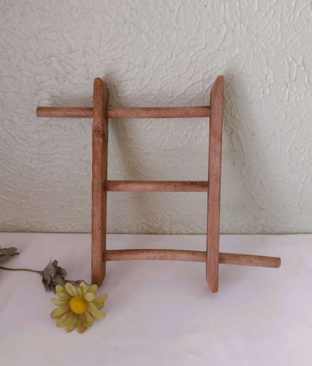 Vintage Rustic Wooden Clothesline Winder - Double Handle Aged Wood Rope ...