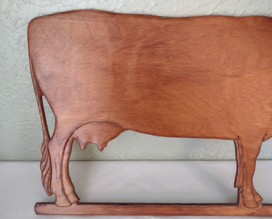 Vintage Carved Wood Cow Hanging Large Wood Plaque Wall Decor - Etsy