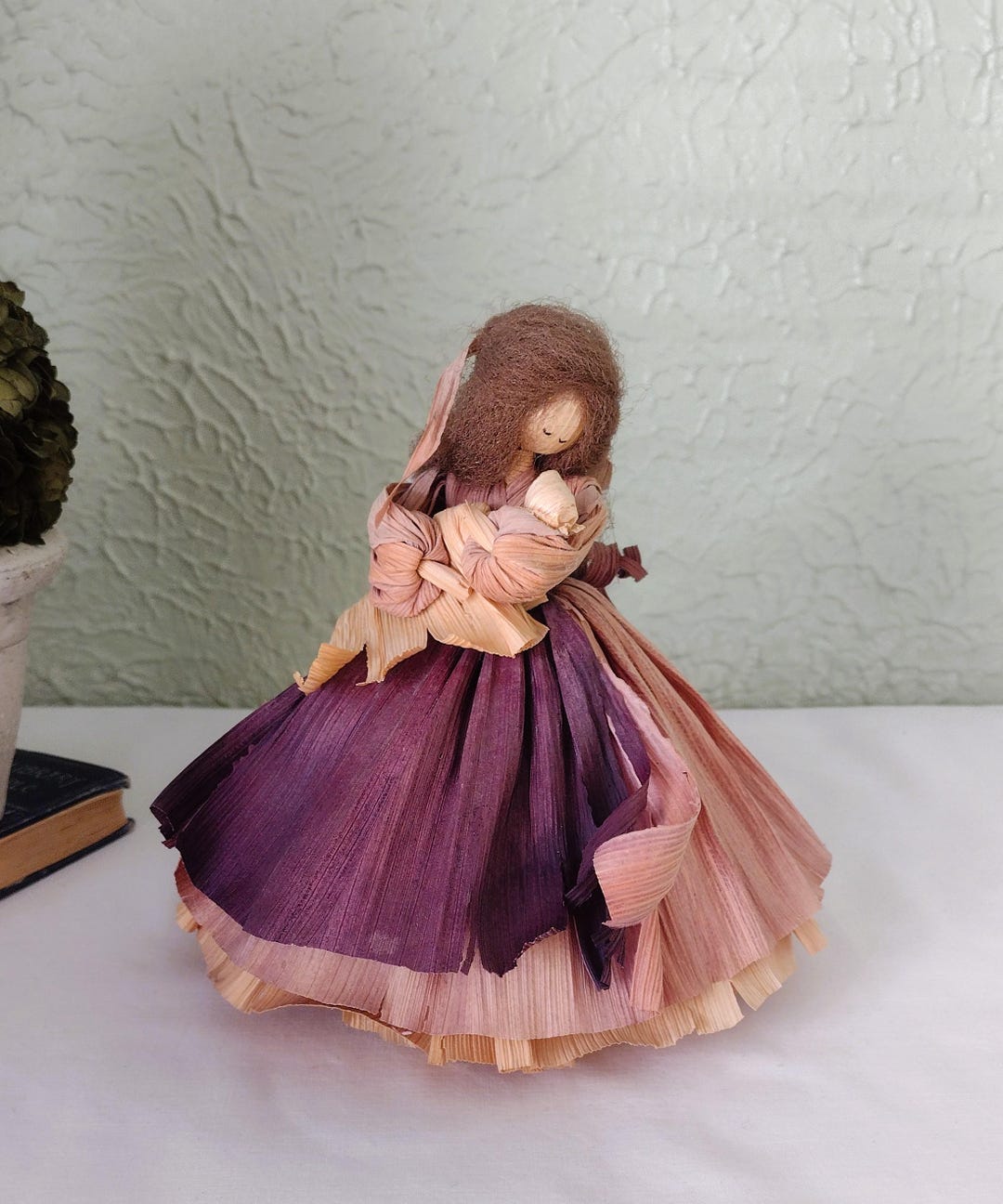 Nan’s Vintage Corn Husk Doll - Lady W/ Baby - Mother, Mom & Child 7 1/2 ...