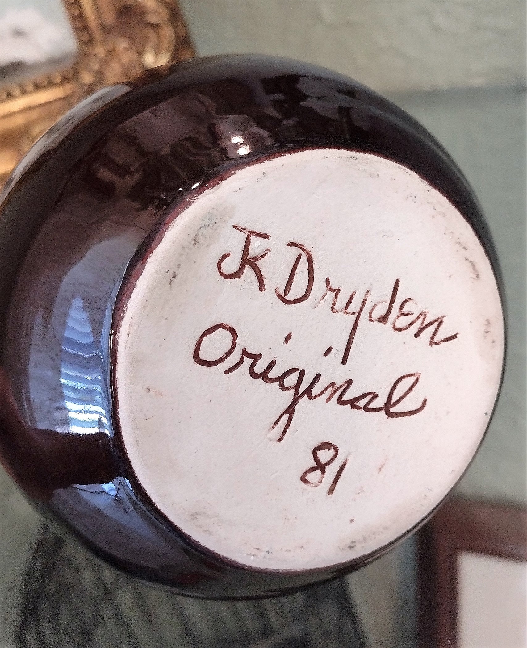 Vintage JK Dryden Pottery Original Two-toned Drip Glaze Vase - Etsy