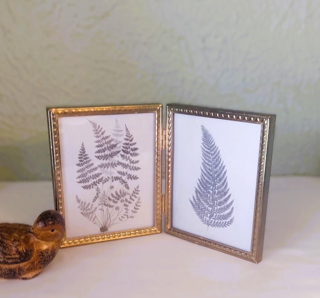 Vintage Bi-fold Gold Tone Photo Frames Double/ Hinged Two-fold Picture ...