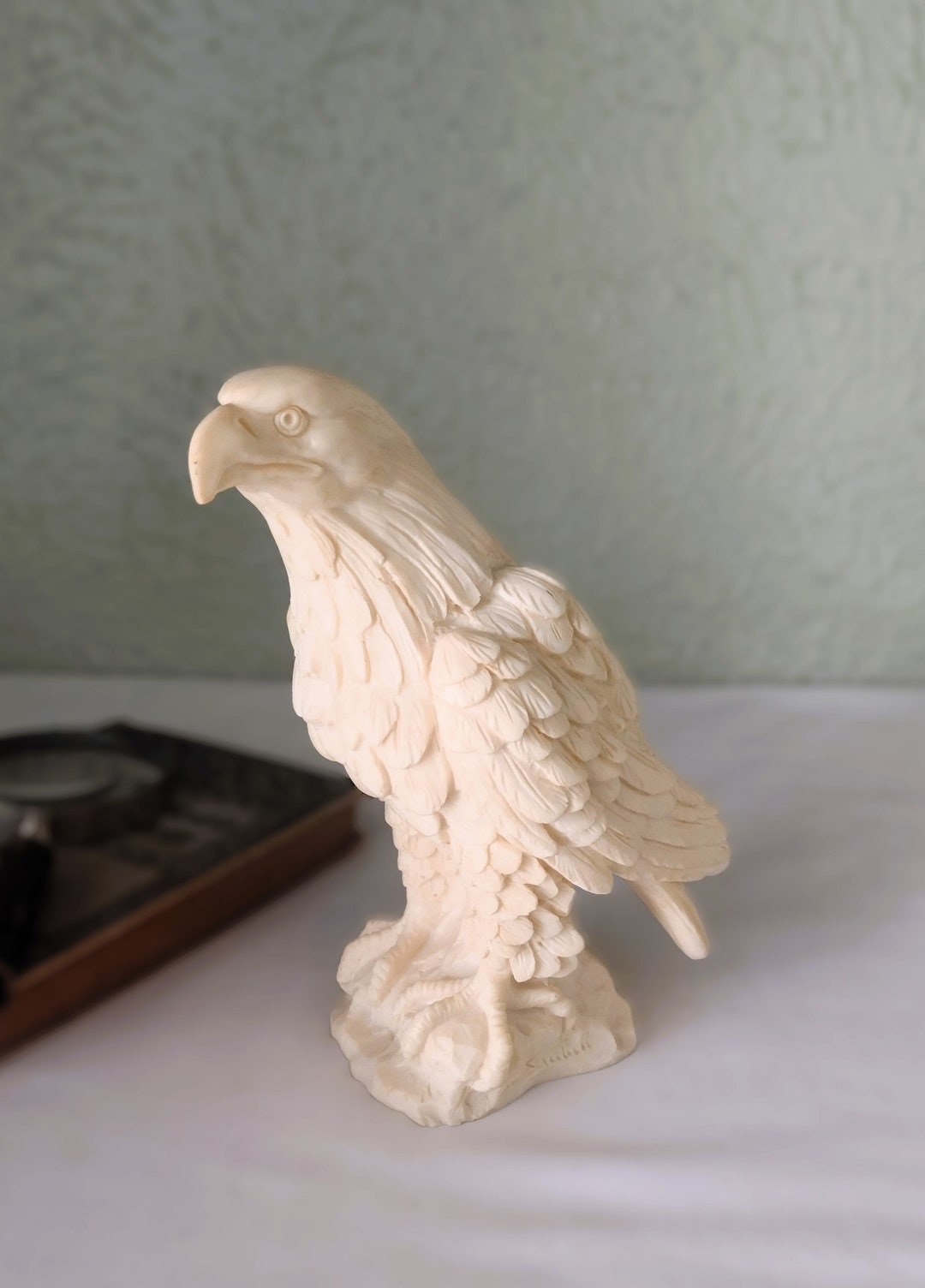 Vintage A. Santini Eagle Sculpture Ivory Alabaster Bald Eagle Bird ...