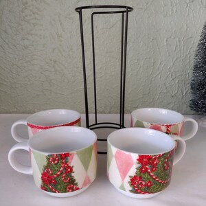 Pier 1 Imports Stackable Christmas Tree Mugs W/ Stand Coffee, Tea Cups ...