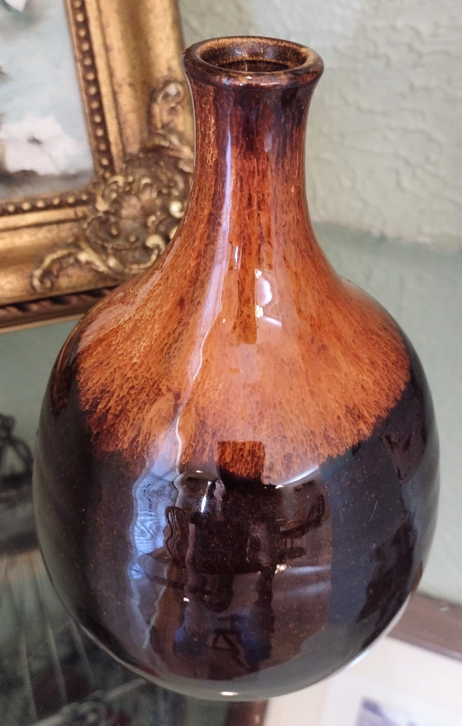 Vintage JK Dryden Pottery Original Two-toned Drip Glaze Vase - Etsy