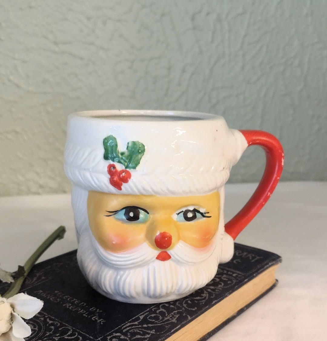 Vintage Santa Claus Coffee Mug Tea Cup Cocoa USA - Nostalgic Santa Face ...