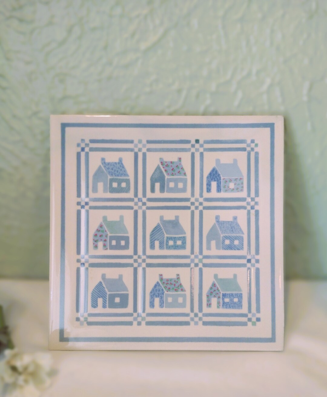 Vintage School House Ceramic Trivet Tile W/ Hanger - 7" Square - Wall ...