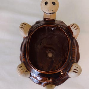Vintage Pottery Planter Turtle Pot Brown Glazed & Natural Clay 7.5x5 ...