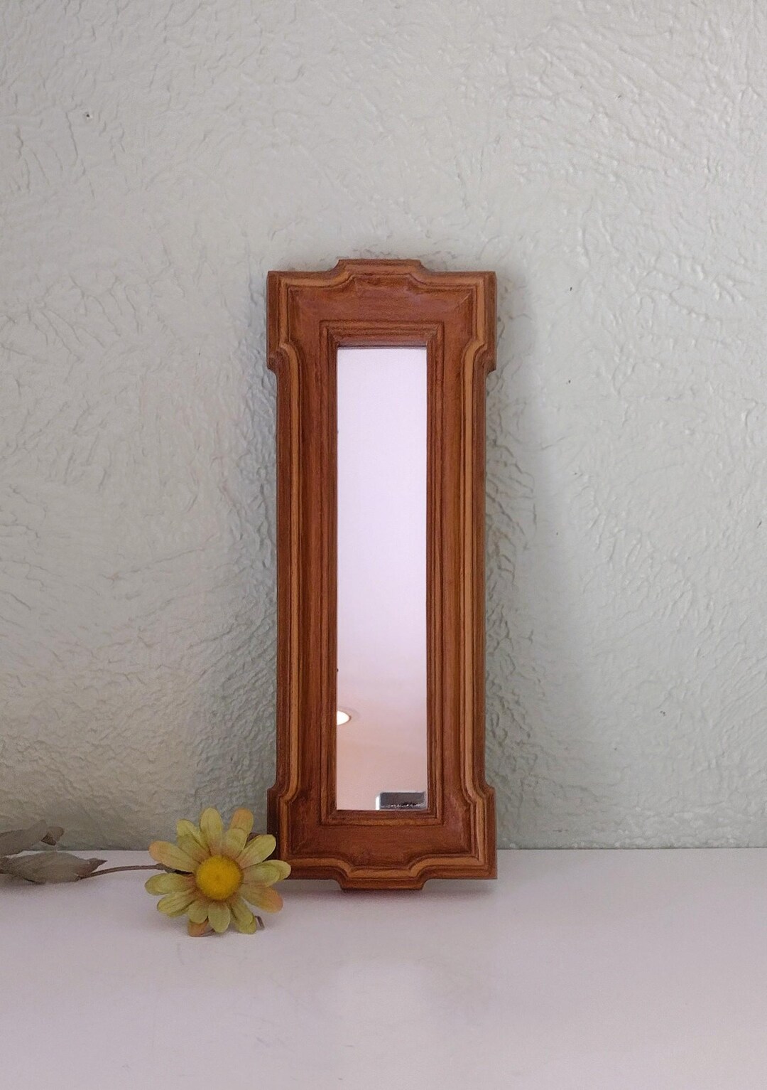 Vintage Rectangular Wall Mirror - Faux Wood Molded Plastic Framed ...