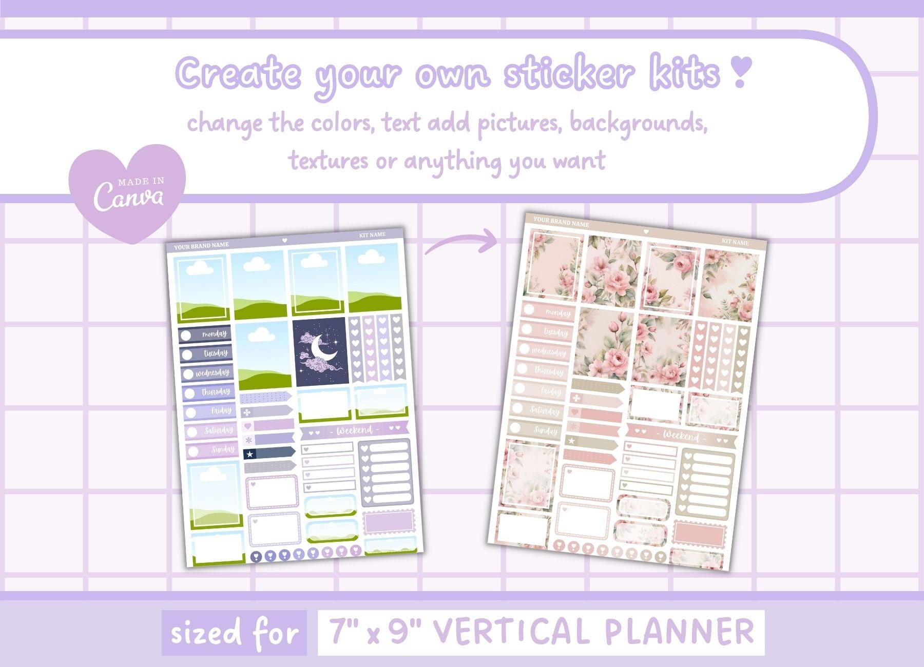 Canva Editable Planner Sticker Template | Erin Condren Weekly Sticker ...