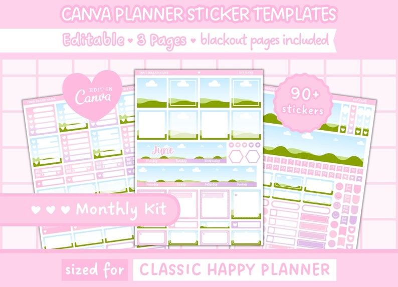 Canva Editable Planner Stickers Bundle | Monthly and Weekly Sticker Kit ...