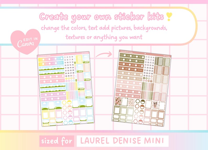 Canva Editable Planner Sticker Template | Laurel Denise Mini | Weekly Kit | Commercial Use ...