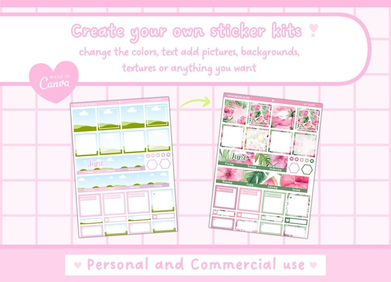 Canva Editable Planner Stickers Bundle | Monthly and Weekly Sticker Kit ...