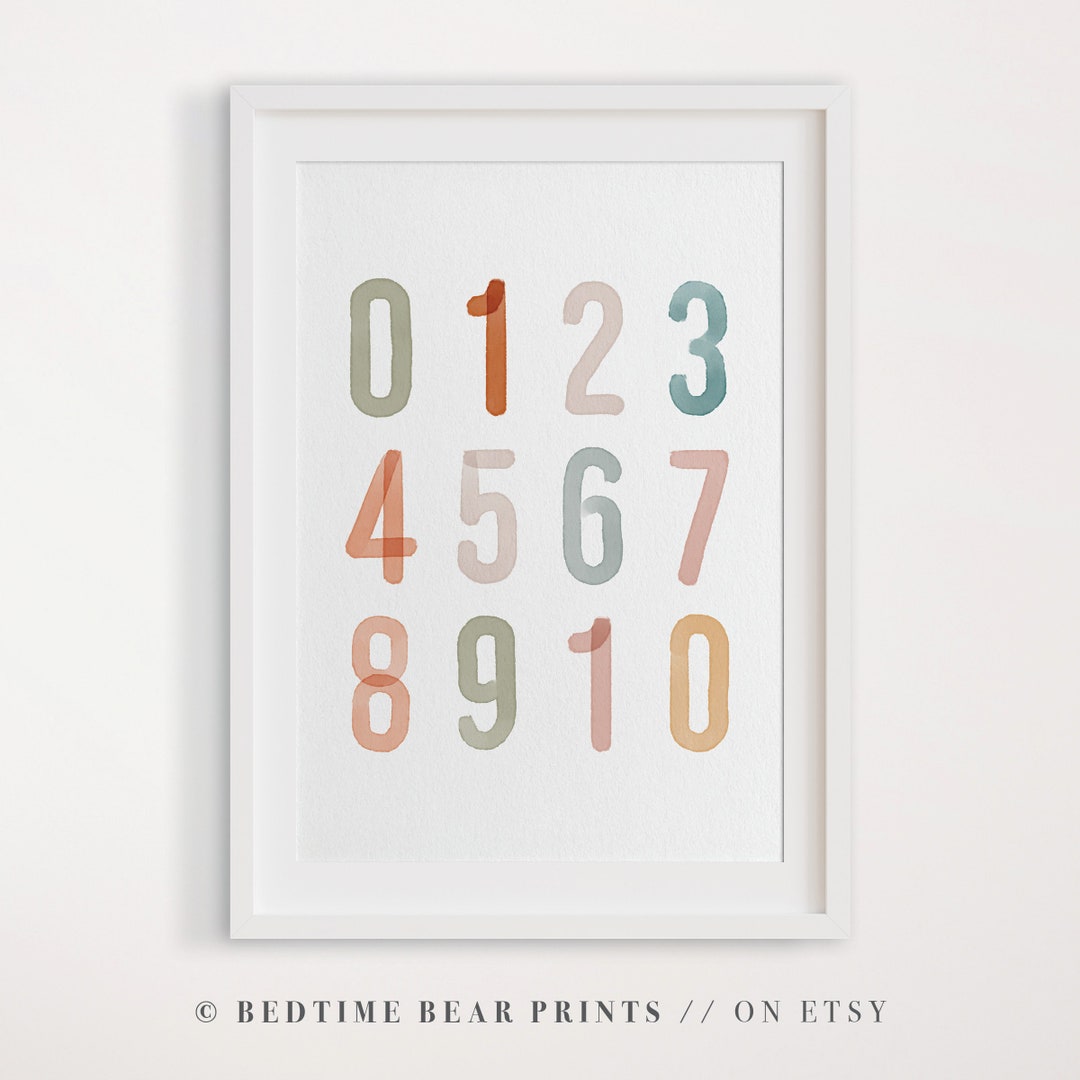 Number Prints for Nursery, Colorful Educational Wall Art, Nursery ...