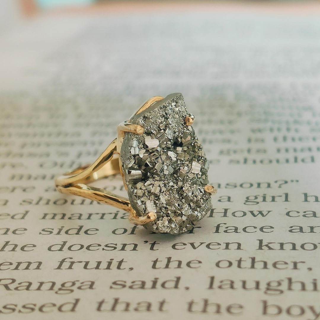 Raw Pyrite Ring: Handmade 925 Sterling Silver Gemstone Jewelry - Etsy