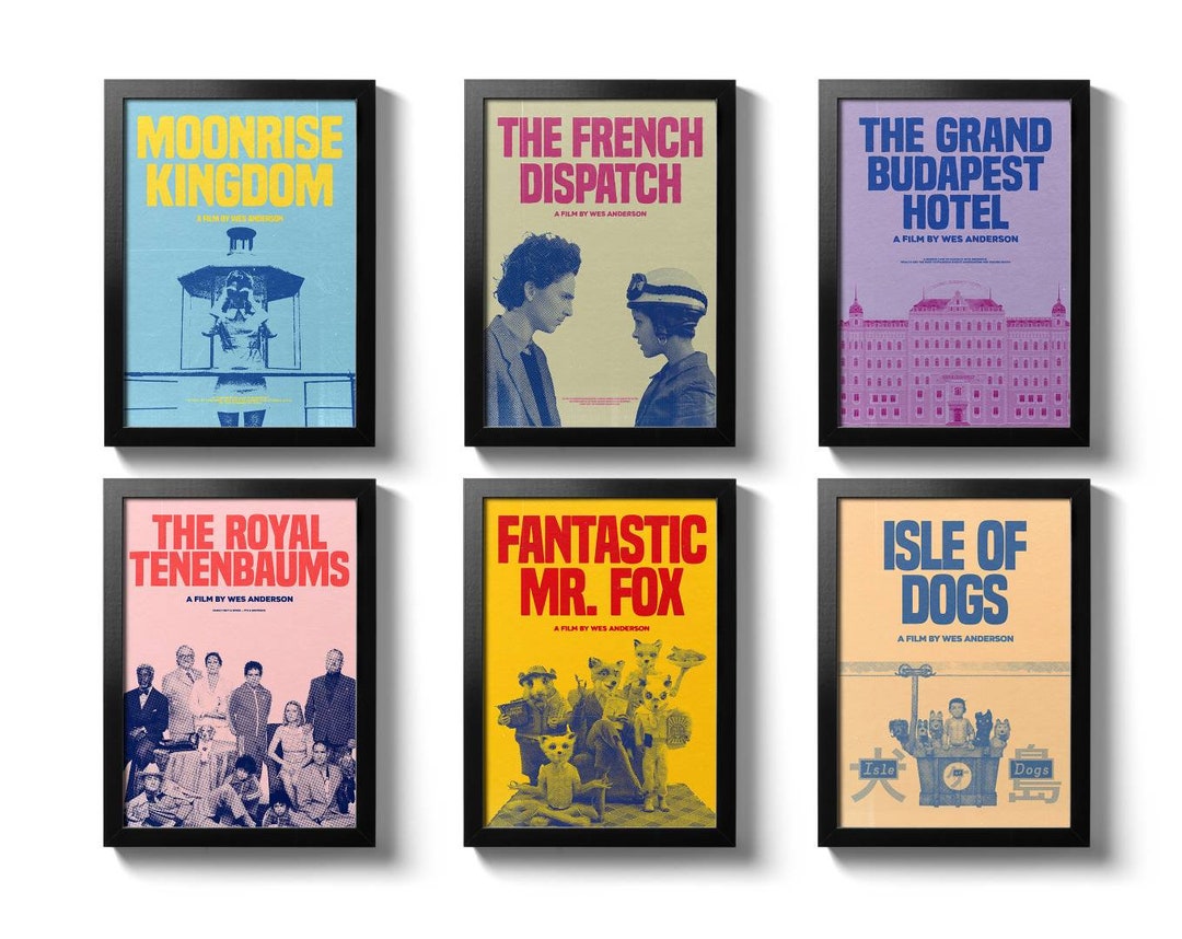 SET OF 6 / Wes Anderson Vintage Style Film Posters / Gallery Wall ...
