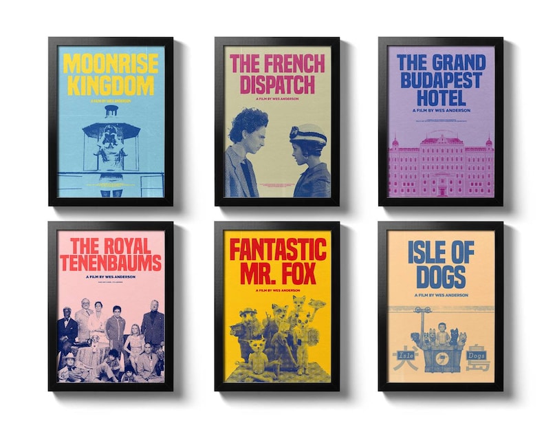 SET OF 6 / Wes Anderson Vintage Style Film Posters / Gallery - Etsy