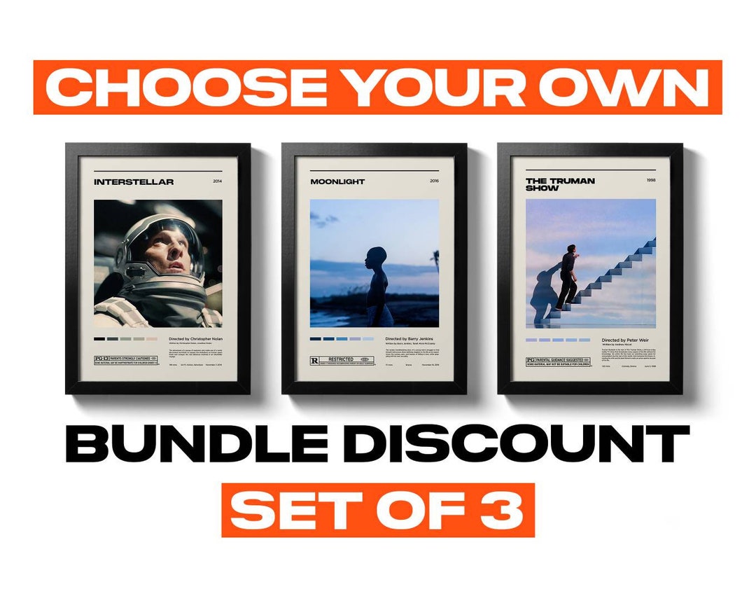 SET OF 3 POSTERS / Choose Your Own Set / Gift Idea / Minimal Movie ...