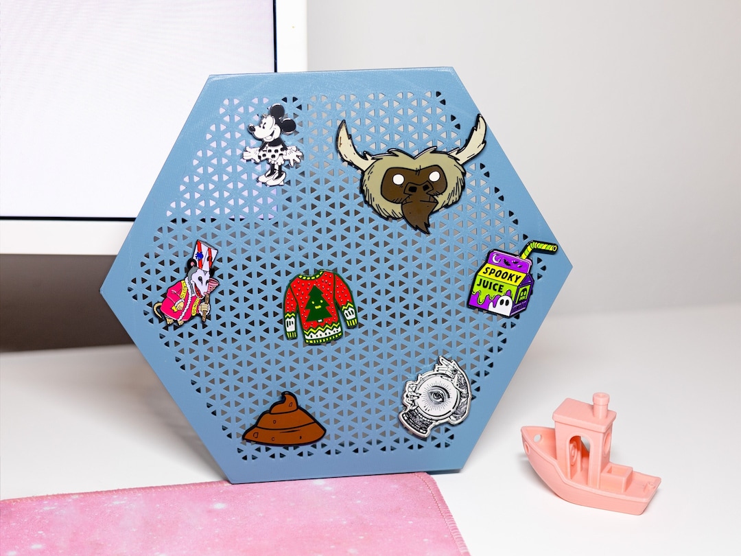 Enamel Pin Board Display for Pin Collectors hexagon Wall Mount Enamel ...