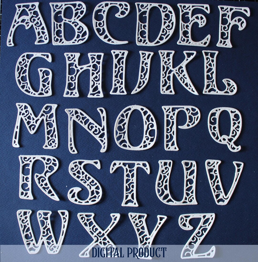 Lace Alphabet, DIGITAL PRODUCT, Svg, Eps, Dxf, Silhouette Studio Files ...