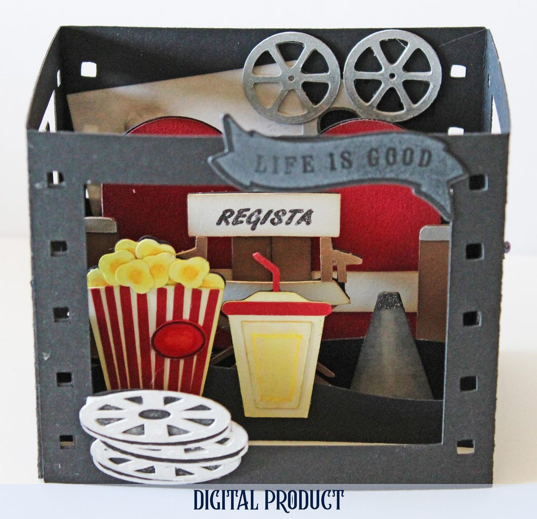 Cinema Box Card, Birthday Card. Digital Cutting File for Cricut ...