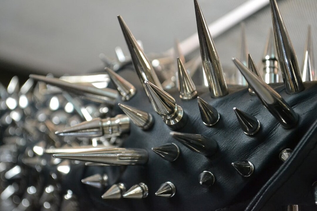 Men's Spiked Studded Cowhide Leather Punk Biker Jacket - Etsy