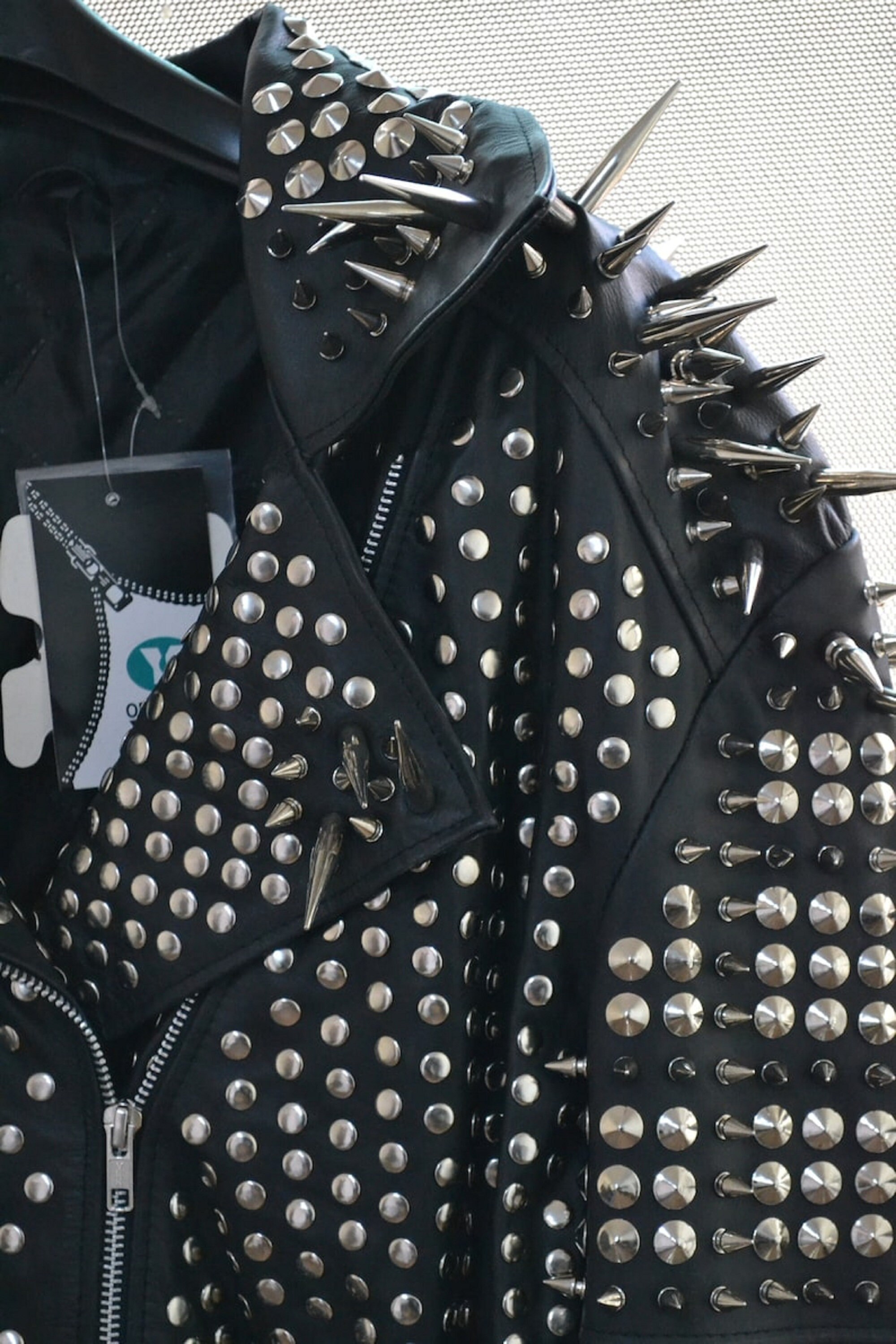 Men's Spiked Studded Cowhide Leather Punk Biker Jacket - Etsy