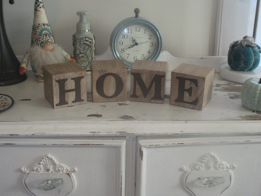 Recycled Scrap Oak Wood Hand-painted Decorative Distressed Waxed HOME ...