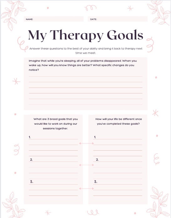 Therapy Goals Worksheet Editable CANVA TEMPLATE - Etsy UK