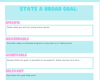 SFBT Smart Goals Worksheet | Editable / Fillable PDF Template | for ...