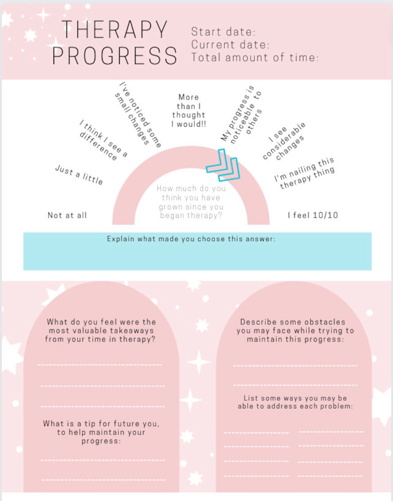 Therapy Progress Worksheet Editable TEMPLATE - Etsy