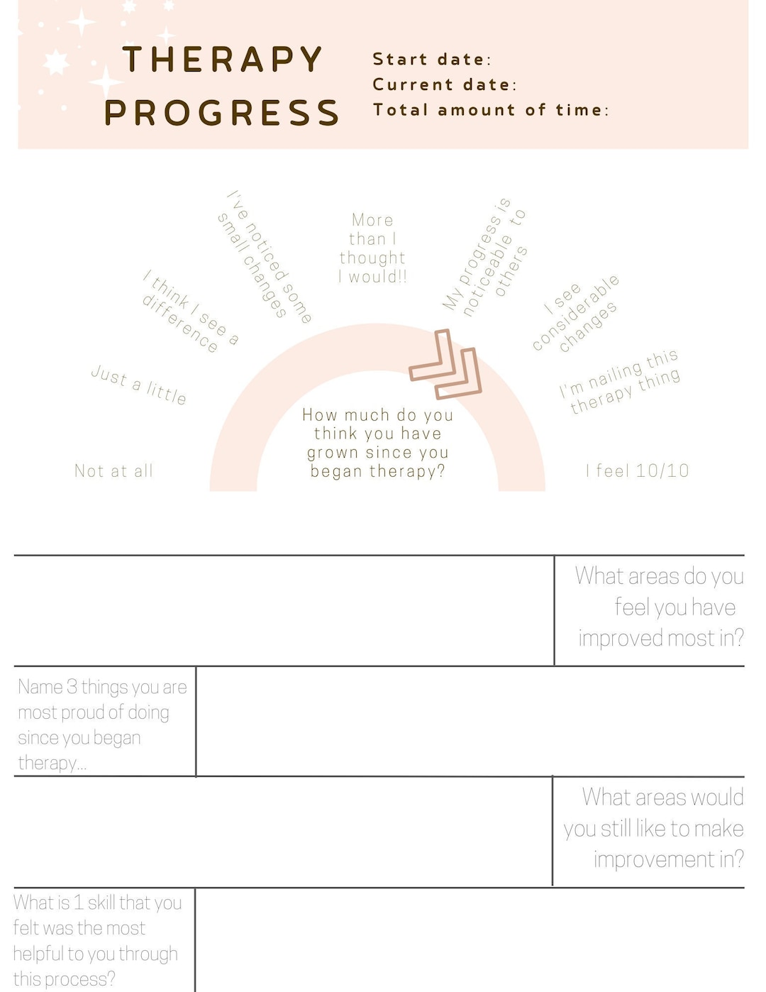Therapy Progress Worksheet - Etsy