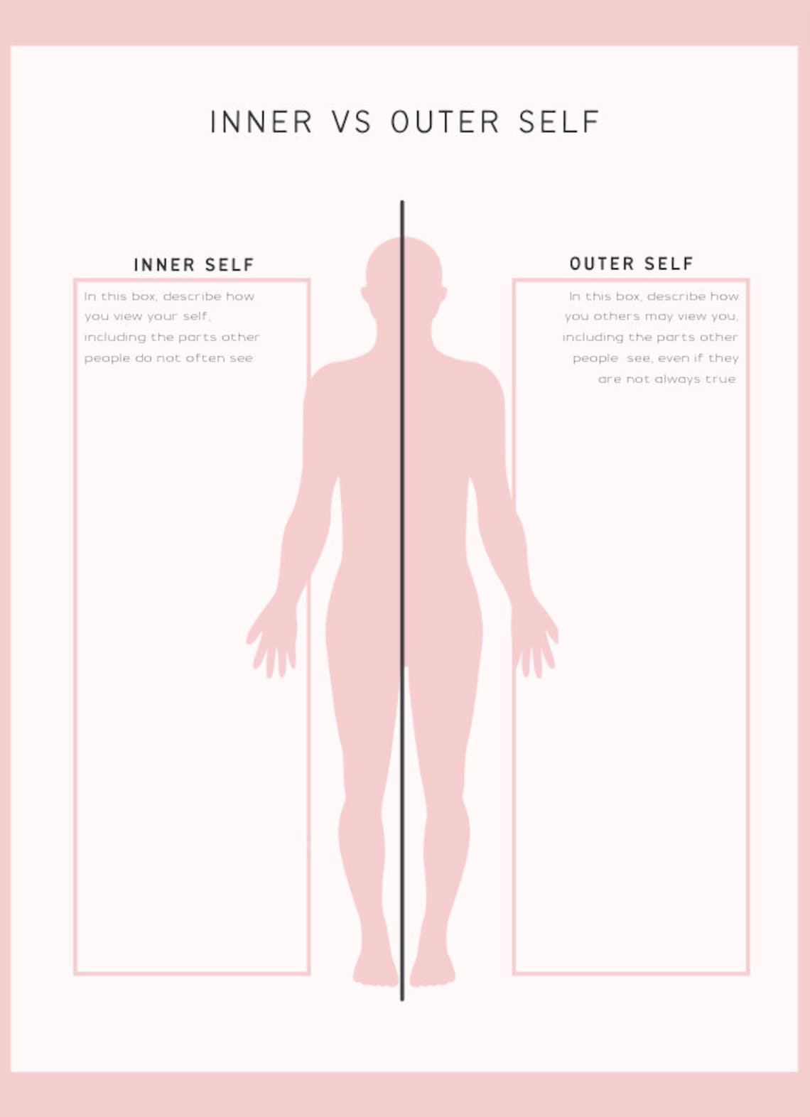Inner Vs Outer Self Reflection Worksheet TEMPLATE - Etsy
