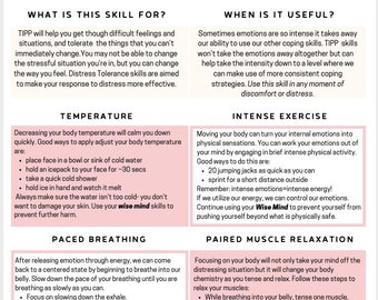 DBT Distress Tolerance: TIPP Skills Poster and Handout - Etsy UK