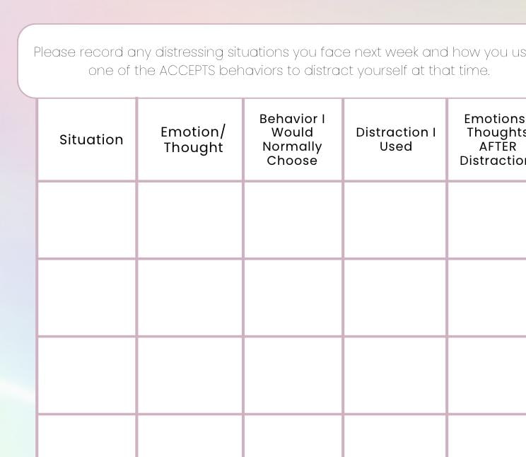 ACCEPTS DBT Worksheet TEMPLATE - Etsy