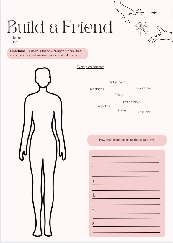 Build a Friend Worksheet TEMPLATE - Etsy