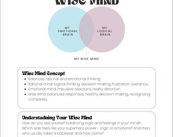 DBT Wise Mind Worksheet PDF, Instant Download Therapy Tool for ...