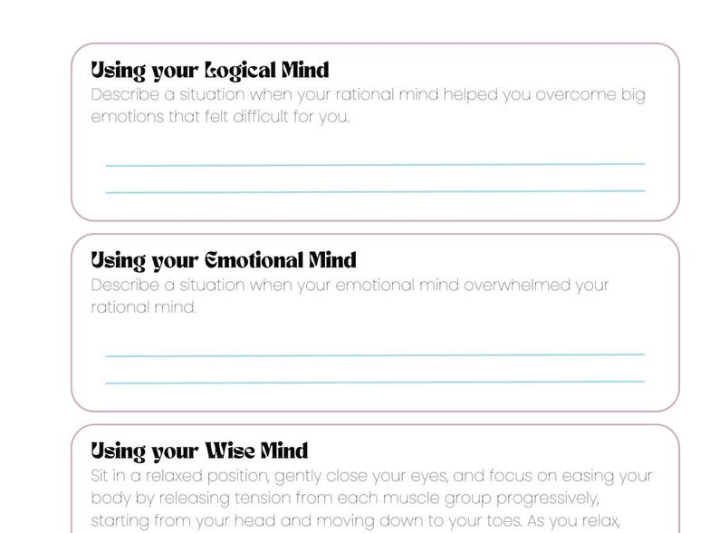 DBT Wise Mind Worksheet TEMPLATE - Etsy