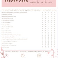 Parent Report Card Template- for Parents and Kids - Etsy