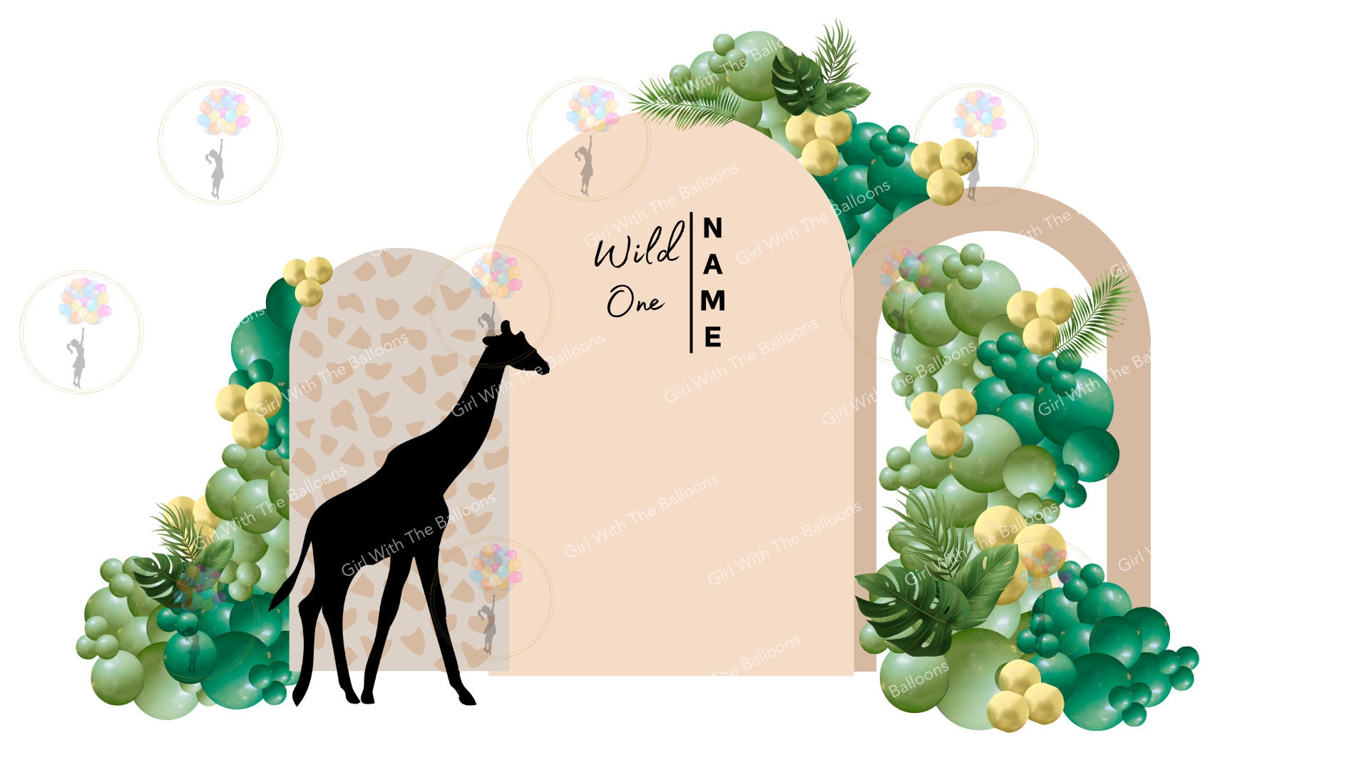 EDITABLE IN CANVA Wild One Backdrop and Balloon Garland, Mockup ...