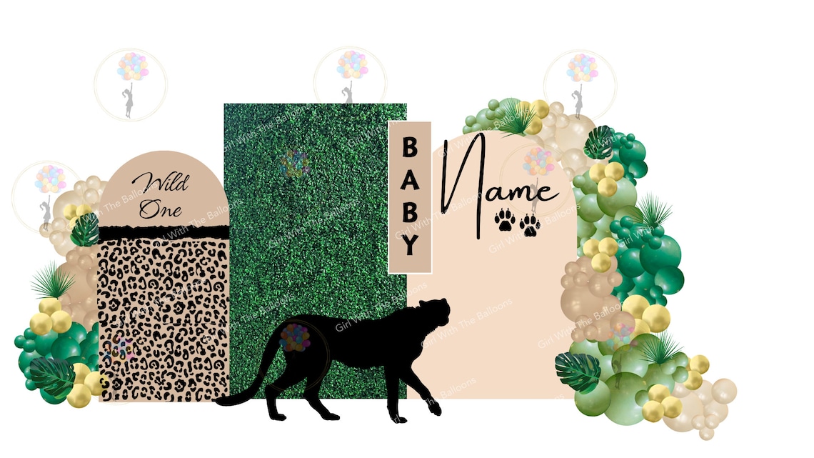 EDITABLE IN CANVA Wild One Backdrop and Balloon Garland, Mockup ...
