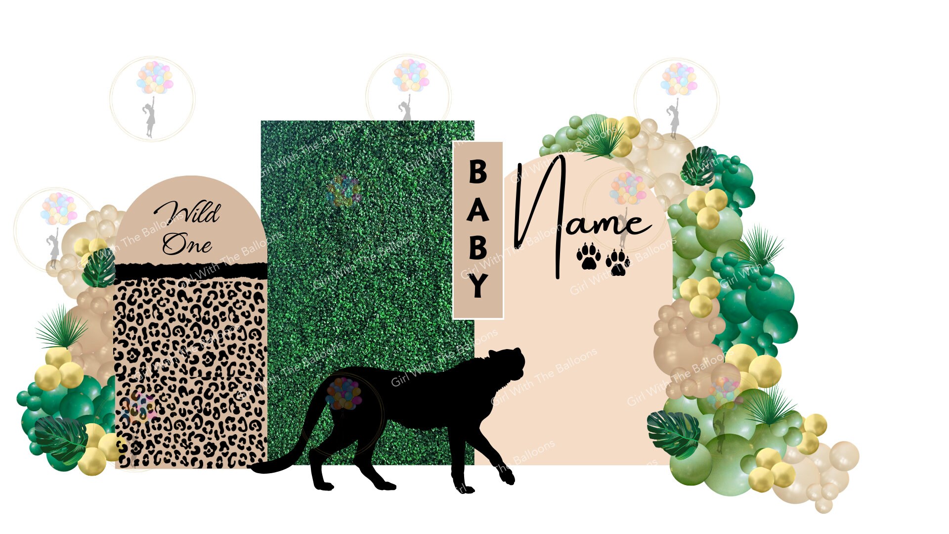 EDITABLE IN CANVA Wild One Backdrop and Balloon Garland, Mockup ...