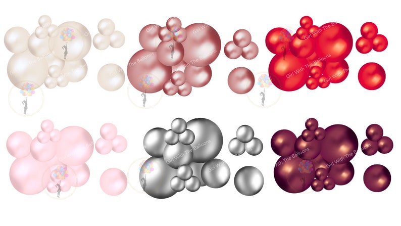 EDITABLE IN CANVA Chrome Balloon Clusters for Balloon Artists, Balloons, Balloon Arch Template ...