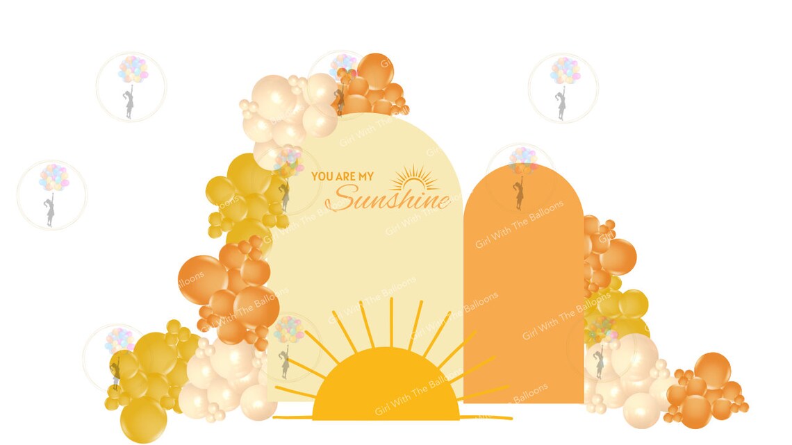 MOCKUPS ONLY You Are My Sunshine Backdrop and Balloon Garland Mockup ...