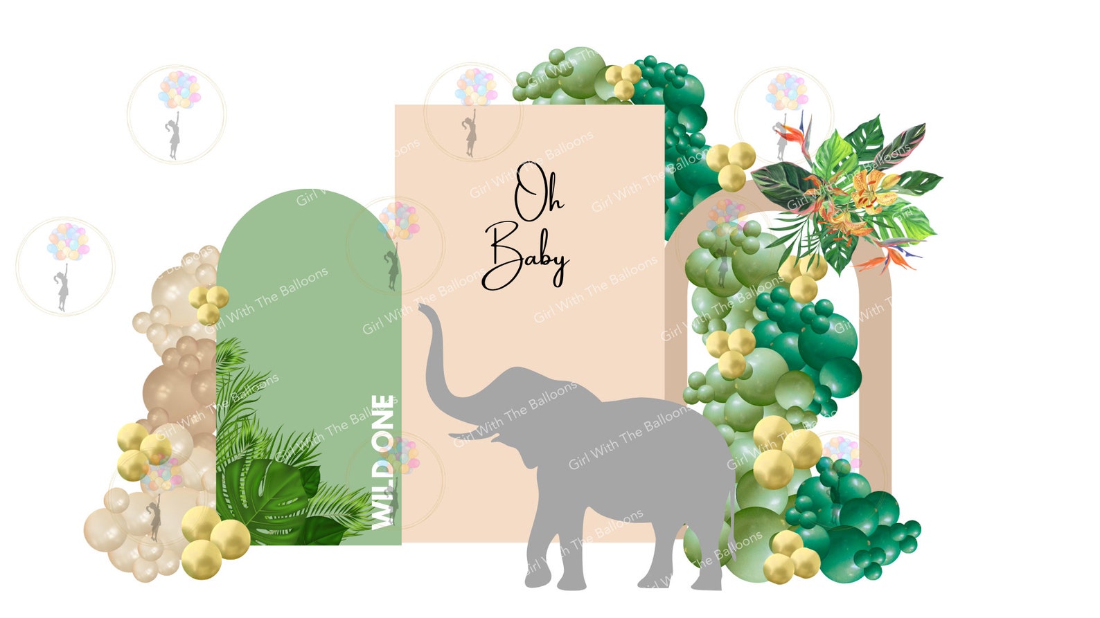 EDITABLE IN CANVA Wild One Backdrop and Balloon Garland, Mockup ...